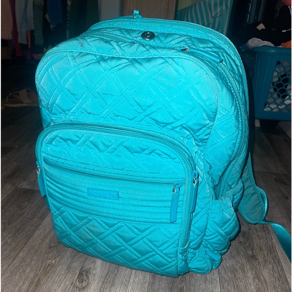 Vera Bradley | Bags | Vera Bradley Campus Turquoise Quilted Backpack ...